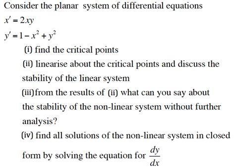 Solved Non Linear Systems Of Differential Equations Planar Chegg
