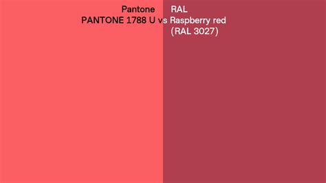 Pantone 1788 U Vs Ral Raspberry Red Ral 3027 Side By Side Comparison