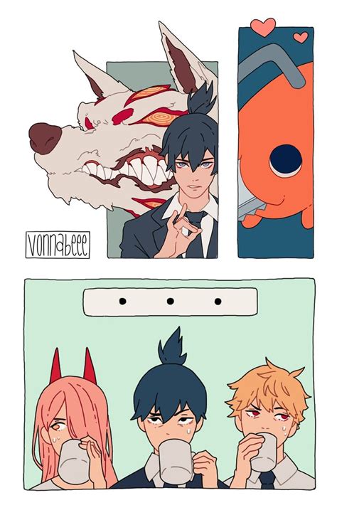 Power Denji Hayakawa Aki Pochita And Fox Devil Chainsaw Man Drawn By Vonnabeee Danbooru