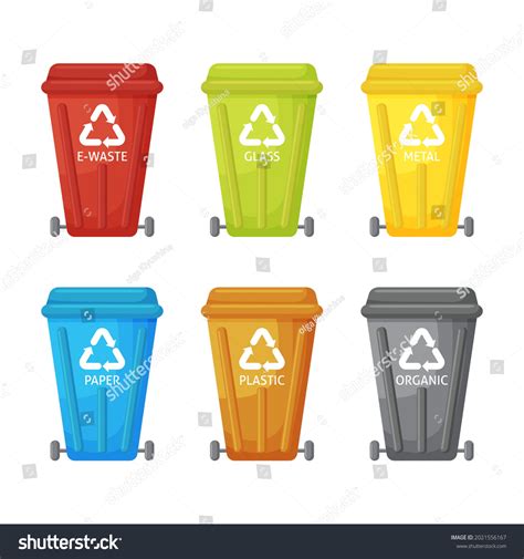 Many Garbage Cans Sorted Garbage Sorting Stock Vector Royalty Free