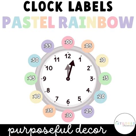 Pastel Rainbow Classroom Clock Labels Pastel Classroom Decor Rainbow Classroom Decor Etsy