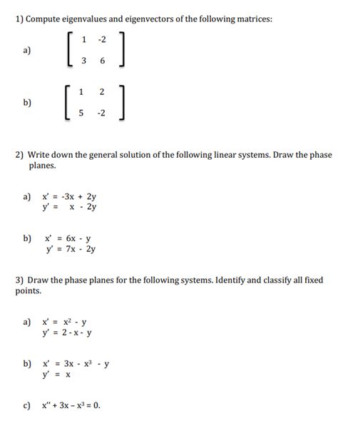Solved Compute Eigenvalues And Eigenvectors Of The Chegg