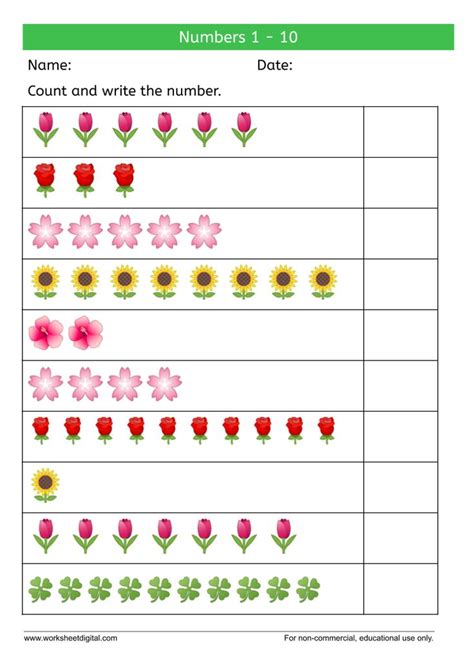 Count And Write The Number 1 10 W1 Numbers Preschool Writing