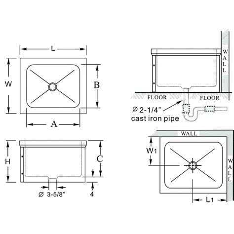 Stainless Steel Floor Mount Mop Sinks Gsw