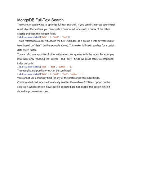 Mongodb Full Text Search Pdf