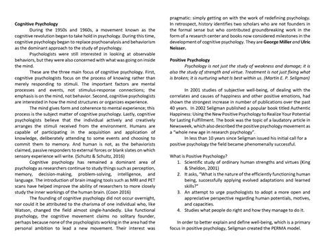 Cognitive Psychology Positive Psychology And Sikolohiyang Filipino