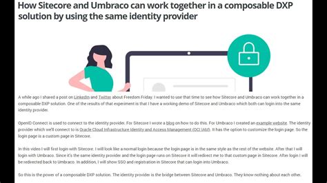 Using The Same Identity Provider For Sitecore And Umbraco In A Composable Dxp Solution Youtube