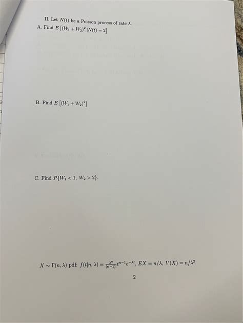 solved ii ﻿let n t ﻿be a poisson process of rate λ a