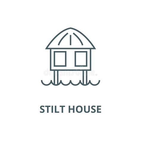Stilt House Vector Line Icon Linear Concept Outline Sign Symbol