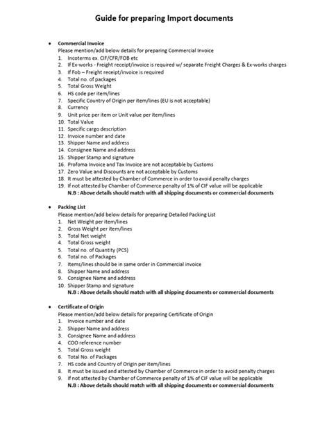 Guide Lines For Import Documentation Pdf Cargo Freight Transport