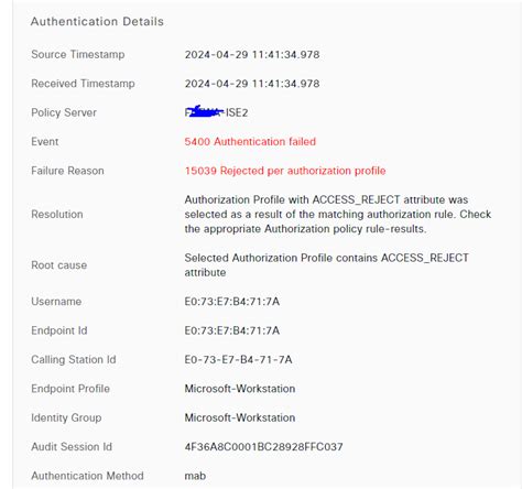 Ise Auth Error Dot1x 5 Fail R00 Sessmgrd Authentication Failed Fo