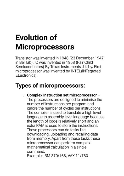 Solution Evolution Of Microprocessors Studypool