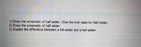 Solved Draw The Schematic Of Half Adder Give The Truth Chegg