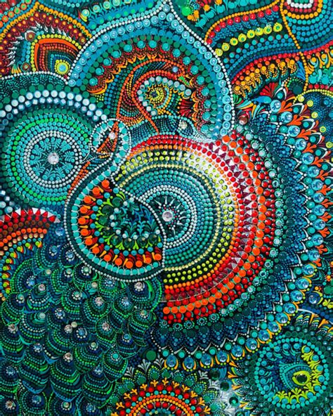 Contemporary Dotted Mandala Peacocks Painting Kavitas Creative