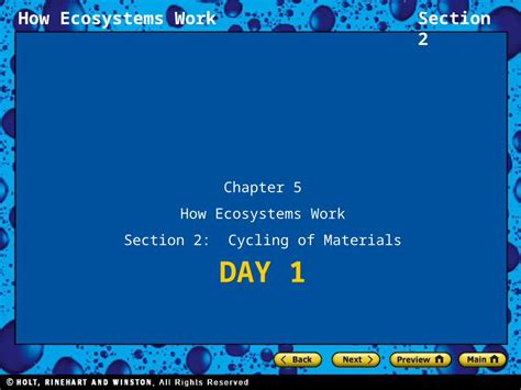 Ppt How Ecosystems Worksection 2 Day 1 Chapter 5 How Ecosystems Work Section 2 Cycling Of