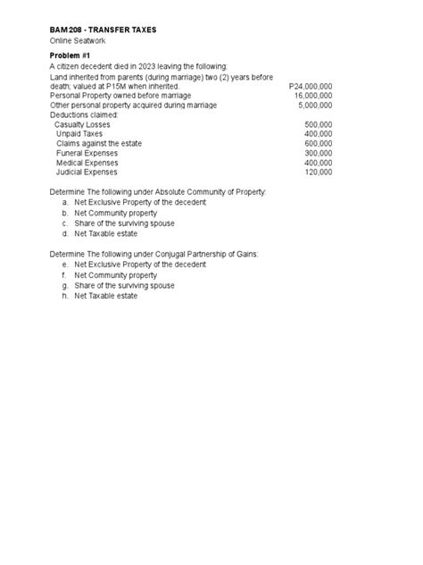 Bam 208 Estate Tax Computation Practice Pdf