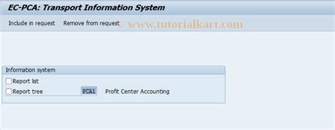 KET SAP Tcode EC PCA Transport Information System