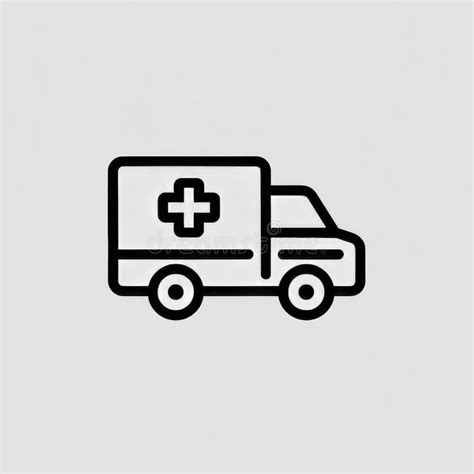 Minimalist Ambulance Icon Simple Black Line Drawing White Background