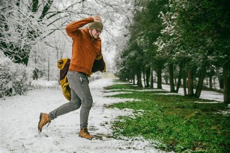 Premium Photo Man Run To Spring Idea Concept