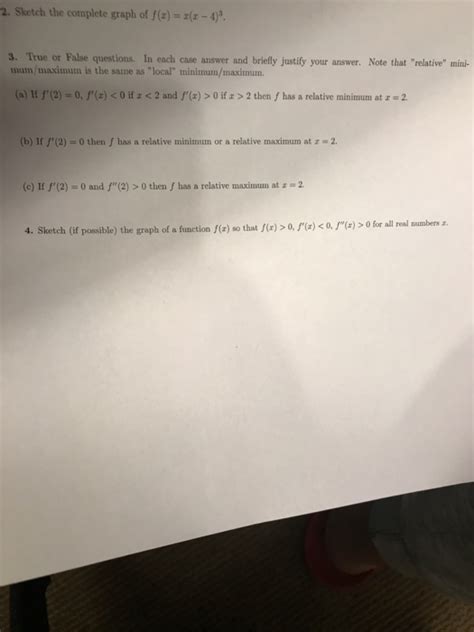 Solved Sketch The Complete Graph Of F X Xx 43