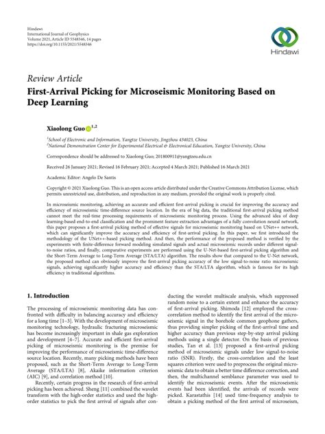 Pdf First Arrival Picking For Microseismic Monitoring Based On Deep Learning
