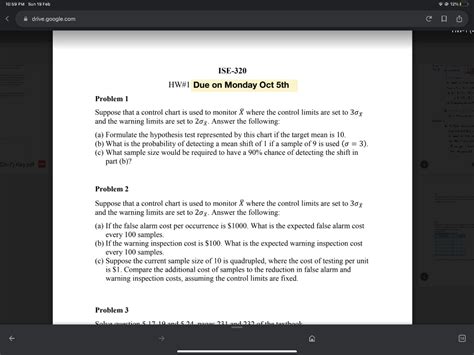 Solved Problem 1 Suppose That A Control Chart Is Used To Chegg Com