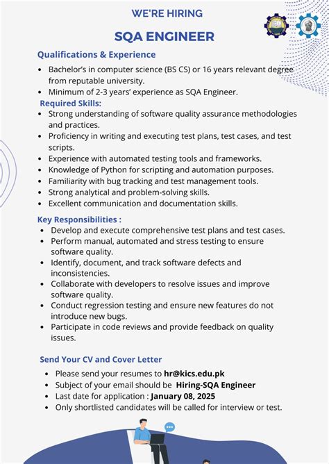Were Hiring An Sqa Engineer In The Kics Uet Lahore Please Drop Your… Al Khawarizmi Institute