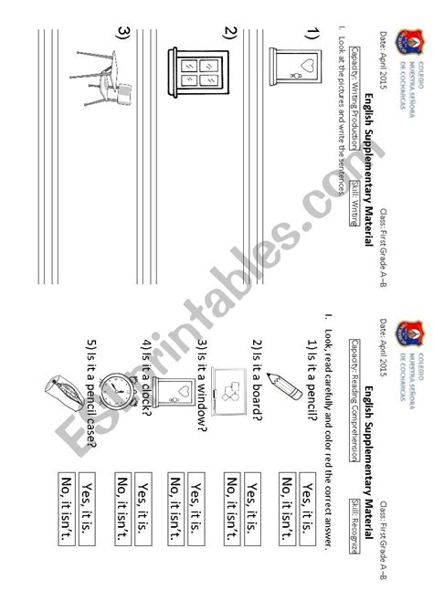 Classroom Objects ESL Worksheet By Misschio