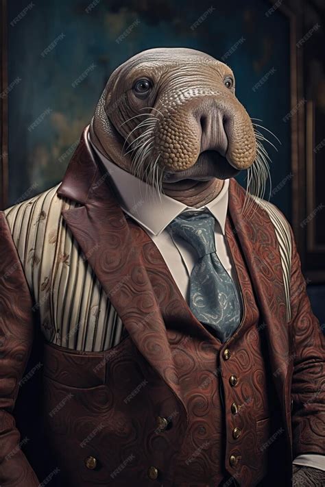 Premium Photo Walrus Dressed In An Elegant Modern Suit With A Nice