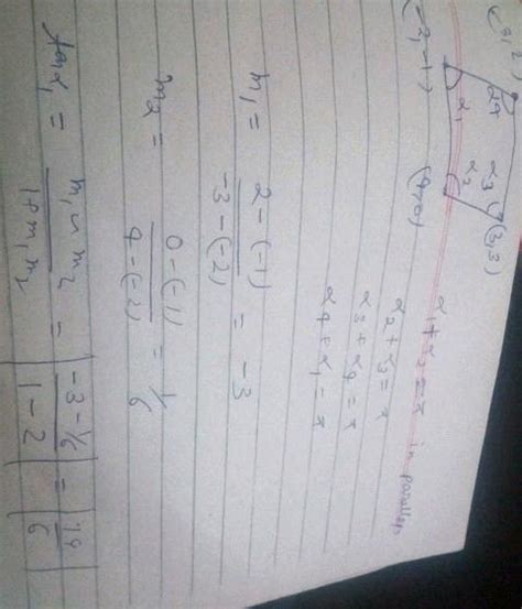 what the angle between the x axis and the line joining the points