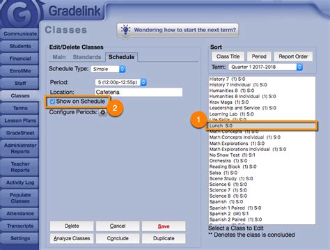 Show Non Standard Classes On The Schedule Gradelink Support Community