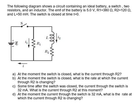 solved the following diagram shows a circuit containing an