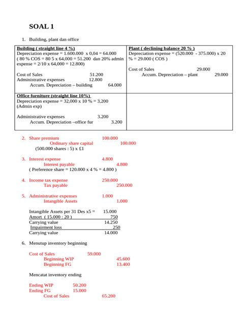 Jawaban Soal Tugas Icaew Soal 1 Pdf Book Value Expense