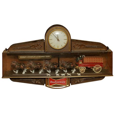 Vintage Budweiser Clydesdale Bar Clock And Light Ebth