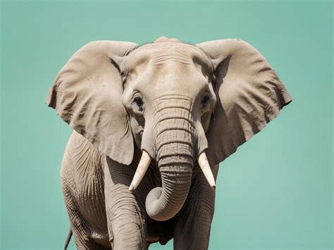 African Forest Elephant On Light Green Background Premium Ai