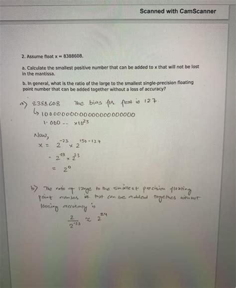 Solved Scanned With Camscanner 2 Assume Float X 8388608