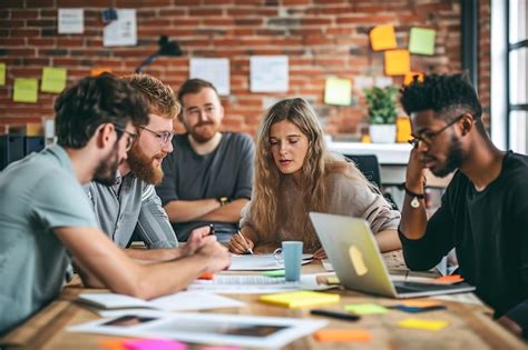 Premium Photo Team Members Collaborating On A Shared Project Or Brainstorming Session