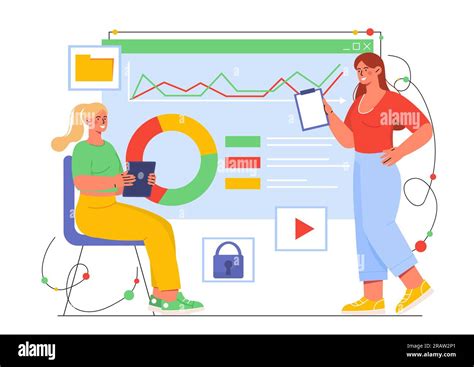 Women Analyze Charts And Graphs Concept Stock Vector Image And Art Alamy