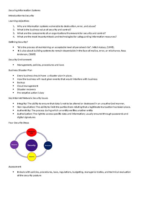 Securing Information Systems Securing Information Systems Introduction To Security Learning