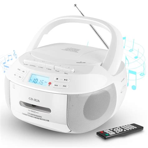 Boombox Cassette Cd Player Combo With Bluetooth Amfm Radio Remote