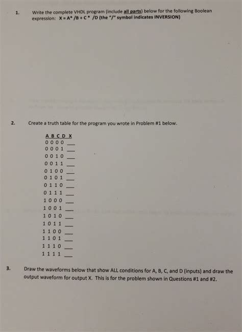 Solved 1 Write The Complete Vhdl Program Include All