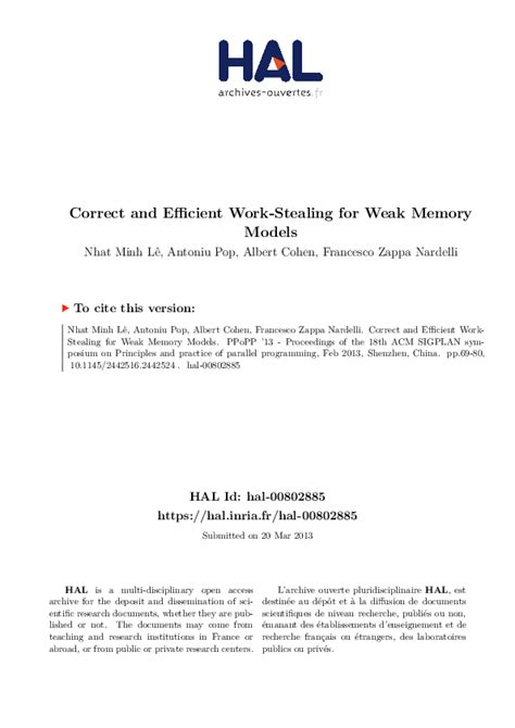 pdf correct and efficient work stealing for weak memory models