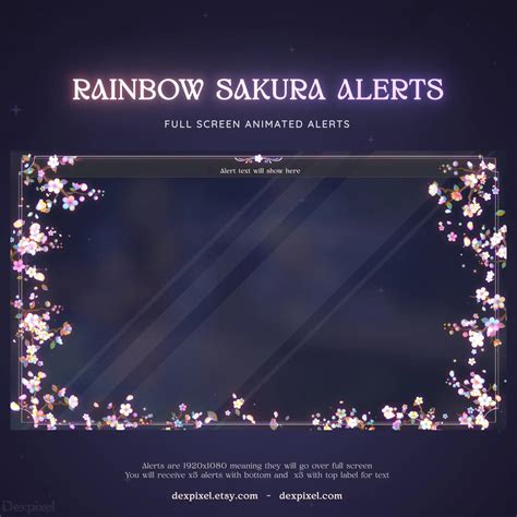 Rainbow Sakura Animated Twitch Stream Alerts Dexpixel