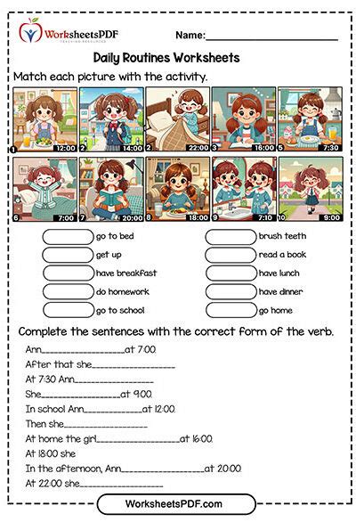 Daily Routines Worksheets Free Printables