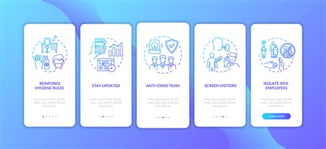 Workplace Safety Guidelines Onboarding Mobile App Page Screen With Con