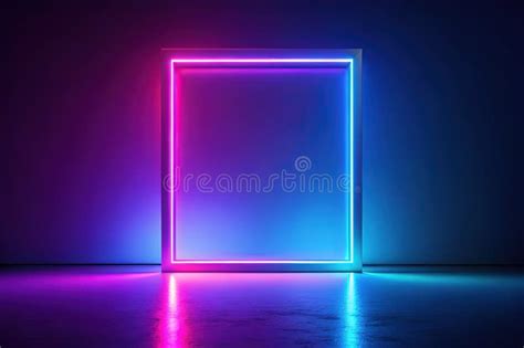 Stunning Neon Rectangle Frame Against A Futuristic Gradient Cityscape Vibrant 8k Minimalist