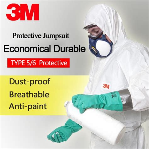 3m 451545104535 White Protective Coverall Safety Work Wear Chemical