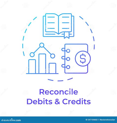 Reconcile Debits And Credits Blue Gradient Concept Icon Vector