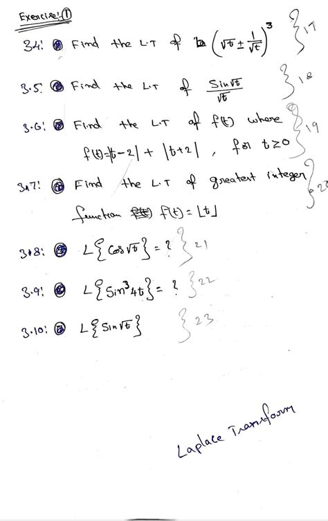 Laplace Transform Basic Concepts With Hand Written Notes And Examples