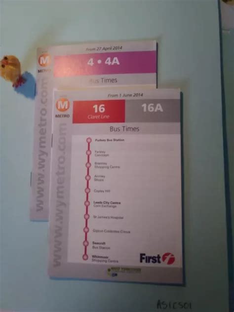 Bus Timetable W Yorks First 4 4a 16claret Line Inc 16a Pudsey Leeds